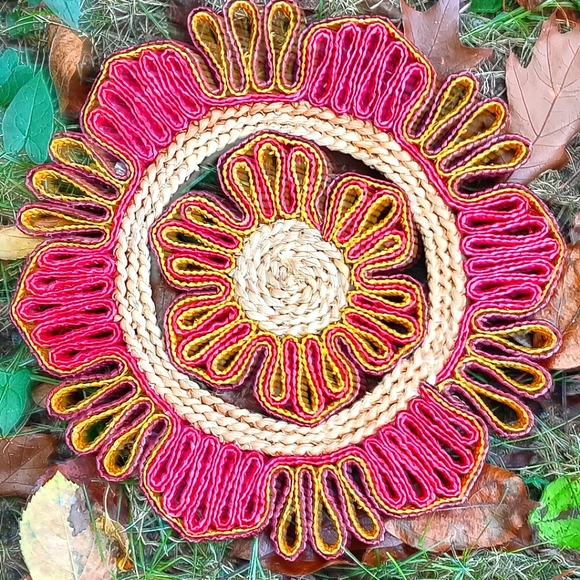 unbranded | Kitchen | 7s Woven Colorful Straw Rafia Trivet Hotpad Boots ...